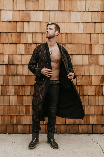 Smokin' Robe - Black w/ Diamond Deco Tan – The Phoenix Rose